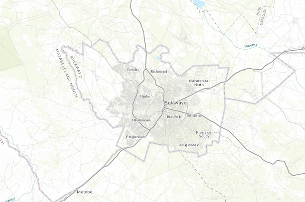 Topographical map of Bulawayo | Data Basin