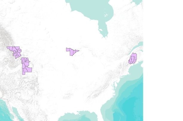 U.S Counties that contain Canada Lynx critical habitat | Data Basin
