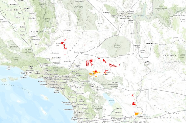 DoD Confict Areas for Solar Towers (CalWEA), DRECP | Data Basin