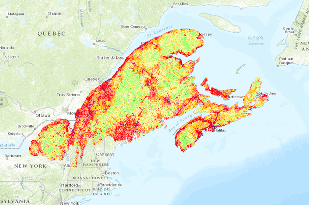 Human Footprint of the Northern Appalachian/Acadian Ecoregion | Data Basin
