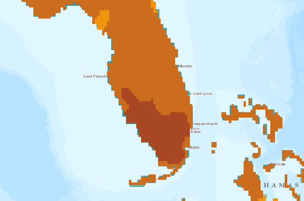 Precipitation Change in Florida Based on WorldClim Projections | Data Basin