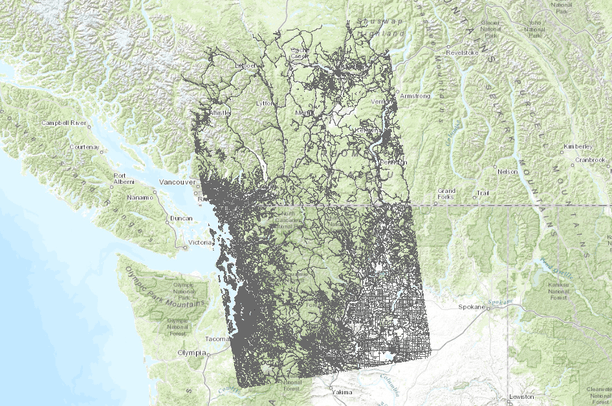 OpenStreetMap roads for the Cascadia Partner Forum Geography | Data Basin