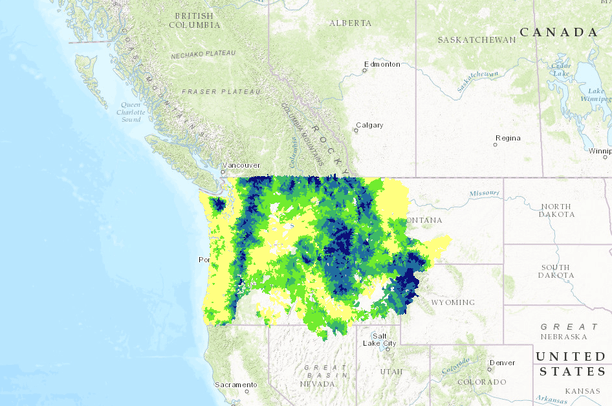 Pacific Northwest Riparian Climate Corridors: scores attributed to HUC ...