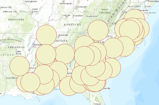 75 mile radius buffer - Operating and Proposed Biomass Processing ...