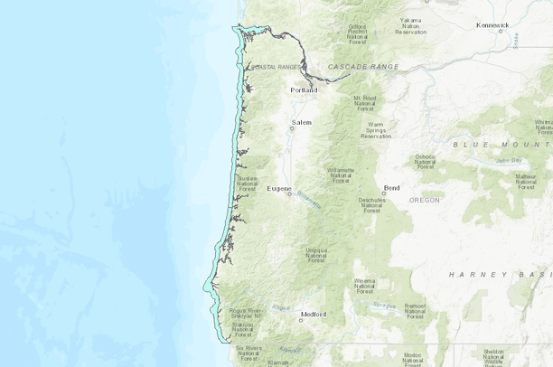 Oregon Coastal Sea Level Rise - 1ft, 5ft, and 10ft Inundation Extents ...