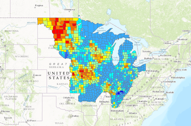 Percent Change in CRP Enrollment 2007 2012 by county | Data Basin