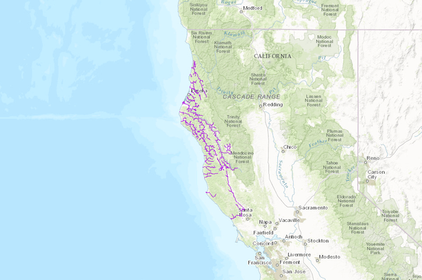 Critical Habitat for Chinook along the California Coast ESU | Data Basin