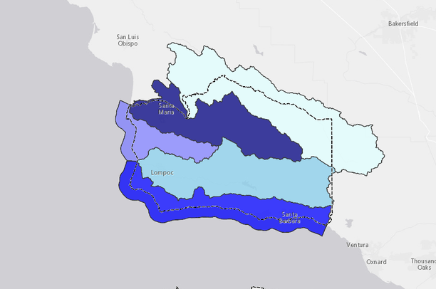 Major Watersheds - Santa Barbara County | Data Basin
