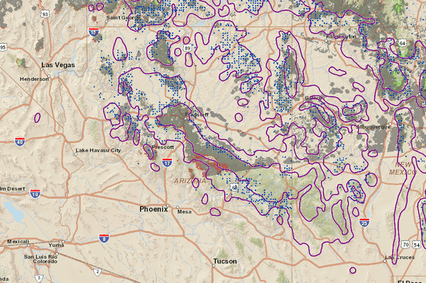>50% probability for two species of Pinyon pine to shift range 2000-09 ...