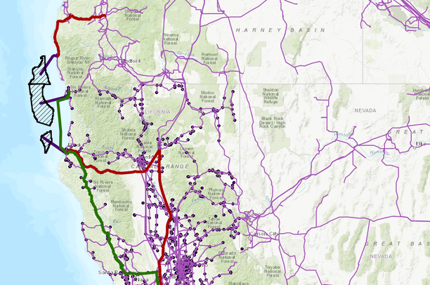 Map of Transmission Alternative 7.2b | Data Basin