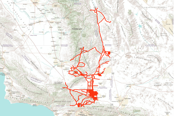 Major roads in Tehachapi study area | Data Basin