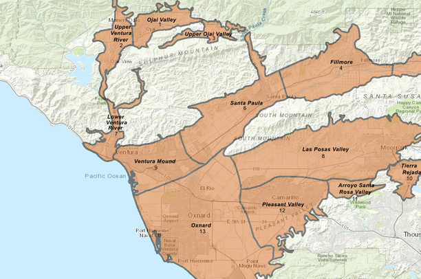 Sub-Basins with Titles and Numbers | Data Basin