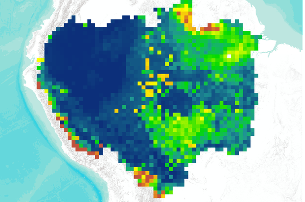 Percent change in above ground tree cover for the Amazon Basin under ...