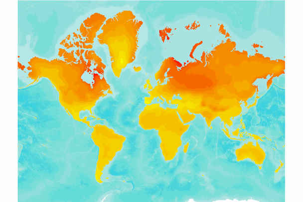 Calculated change (Celsius) in seasonal temperature minimum (Winter ...