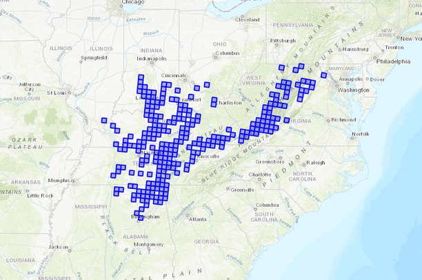 Cave and Karst Biota Modeling in the Appalachian LCC - Observed ground ...