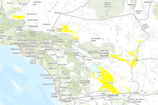 DoD Confict Areas for Wind Turbines Under Training Routes (Alts 1-5 ...