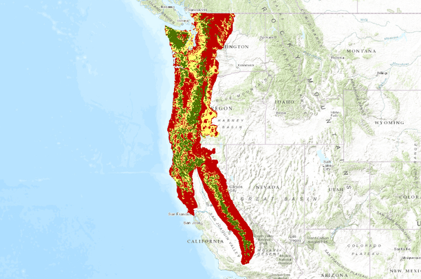 First Generation Fisher Habitat Model, West Coast | Data Basin