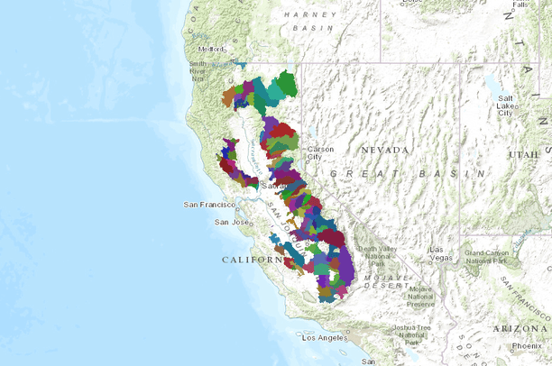 Calwater Hydrologic Sub Areas outside listed range | Data Basin