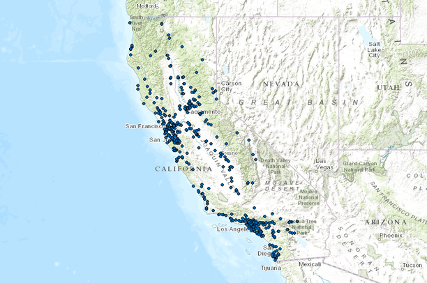 WIC-certified Farmers Markets in California, USA | Data Basin