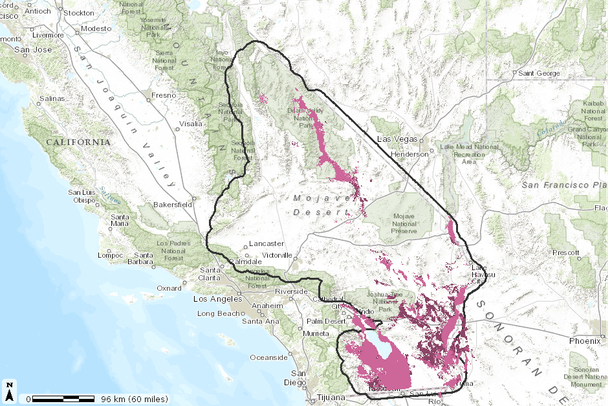 Change in the extent of barren land in DRECP area (GFDL) | Data Basin