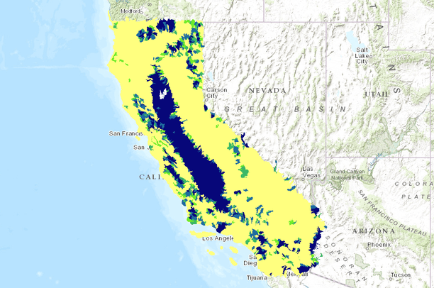 EnviroAtlas, Agricultural Water Use, per 12-digit HUC, California ...