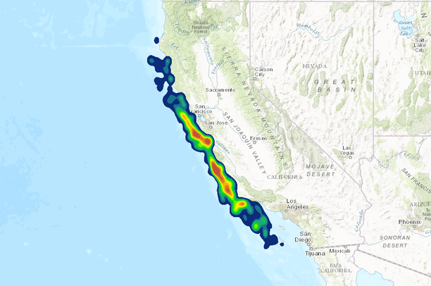 Krill Hotspots along California Coast, 2004-2009 | Data Basin