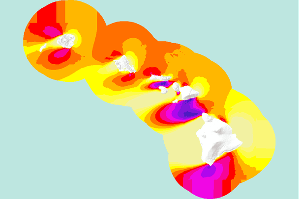 Annual average offshore wind speed (m/s) at a 90m height, Hawaii | Data ...