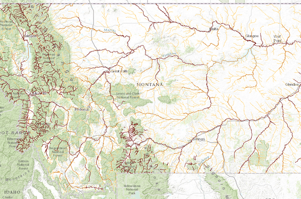 Montana Aquatic Connectivity - Stream Corridors | Data Basin