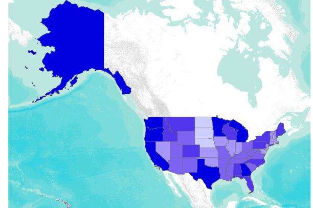 Total carbon in USA forests by state | Data Basin