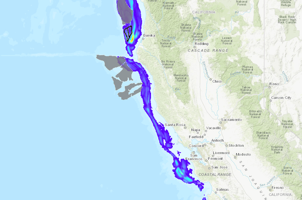 Figure 5-10: Map of California Bottom Trawl Fishing Effort | Data Basin