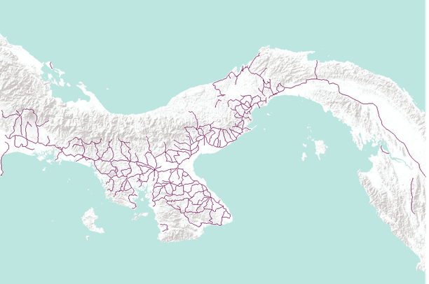 Roads of Panama from Digital Chart of the World | Data Basin