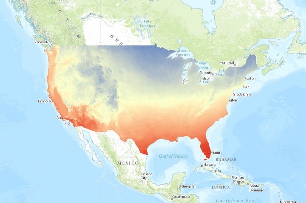 United States Average January Mean Temperature, 1981-2010 (800m) | Data ...
