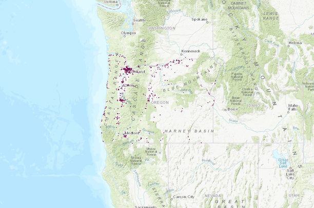 Oregon Enclosed Electrical Substations (2020) | Data Basin
