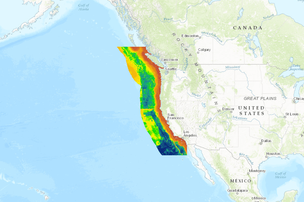 Predicted average abundance of sooty shearwaters in the California ...
