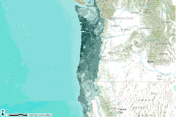 Soil water storage capacity (AWS in mm at 1.0 m depth) for the North ...