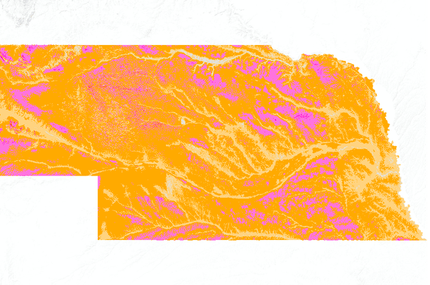 Nebraska Wind Power Density (W/m2) at 50 meters above ground level ...