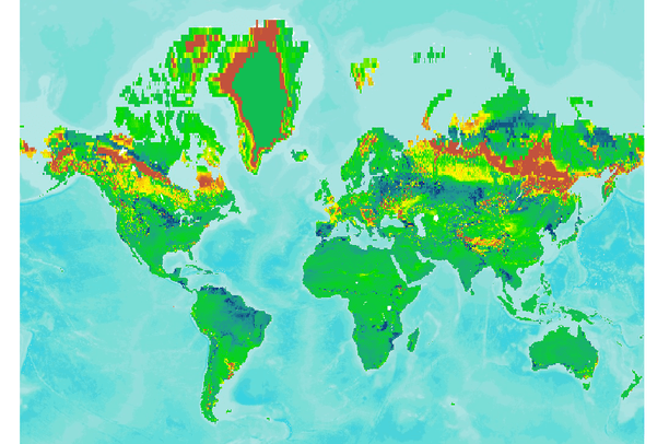 Percent change in vegetation carbon for years 2070-2099 versus 1961 ...