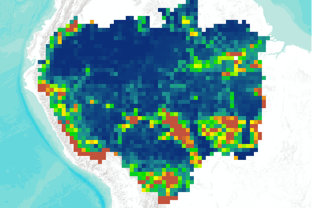 Percent change in above ground tree cover for the Amazon Basin under ...