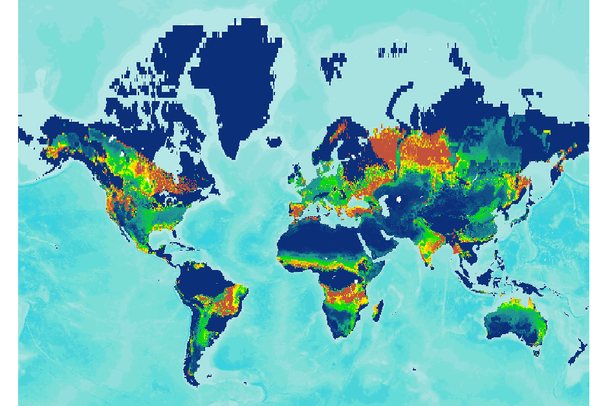 Average biomass consumed by fire for years 1950-1999 simulated using ...