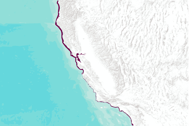 Topsmelt (Atherinops affinis) distribution in California as of 2002 ...