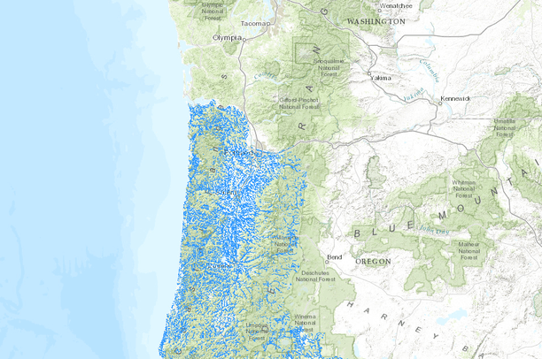WOPR High Intrinsic Potential Coho Salmon Stream Reaches | Data Basin
