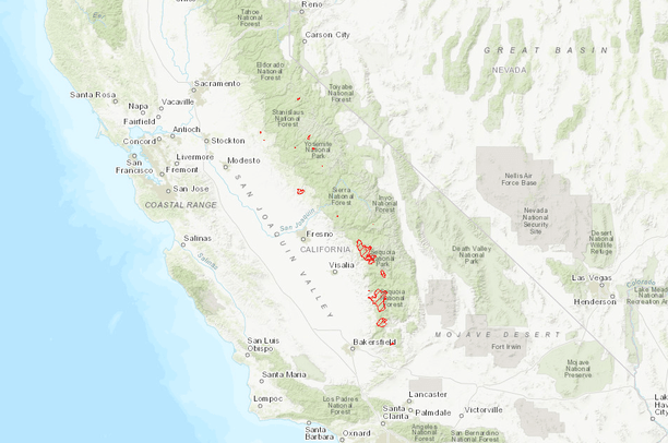 Sierra Nevada, NIFC Fire Perimeters (2021) | Data Basin