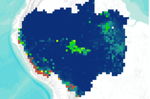 Percent change in above ground tree cover for the Amazon Basin under ...