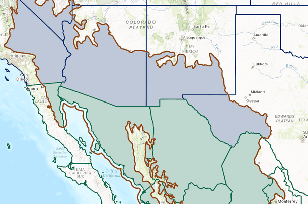 Political boundaries for Desert LCC | Data Basin