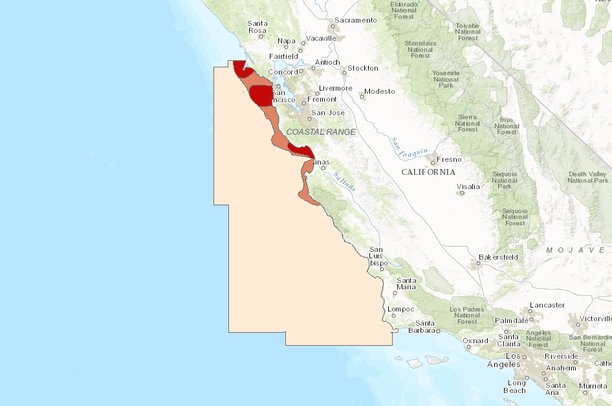 Leatherback Sea Turtle Concentration, Central California ESI | CA ...