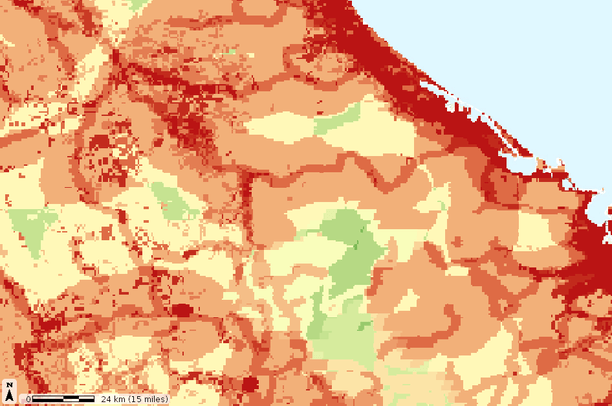 Human Influence index asia 2005 | Data Basin