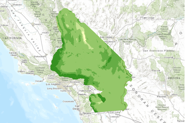PCM A2 Scenario Annual Actual Evapotranspiration - DRECP, 2070-2099 ...