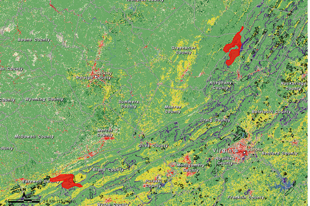 Intact Forest Area in Virginia and Land Protected | Data Basin
