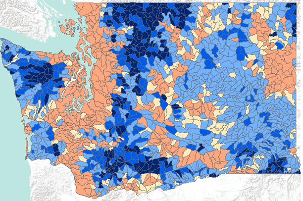 Acres per well in HUC6 watersheds, Washington | Data Basin