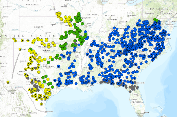 SARP Flow Seasonality at gages | Data Basin